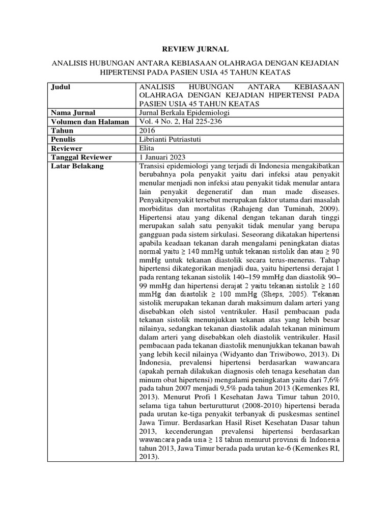 REVIEW JURNAL 4 - Hipertensi | PDF