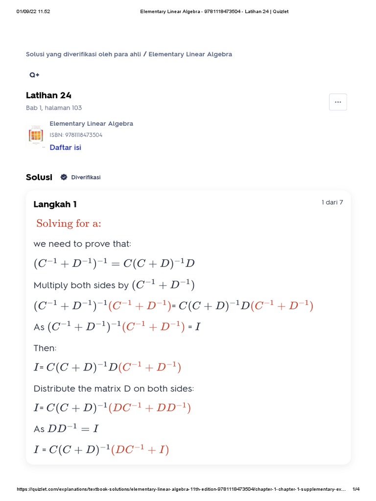 Elementary Linear Algebra - 9781118473504 - Latihan 24 - Quizlet | Download Free PDF ...