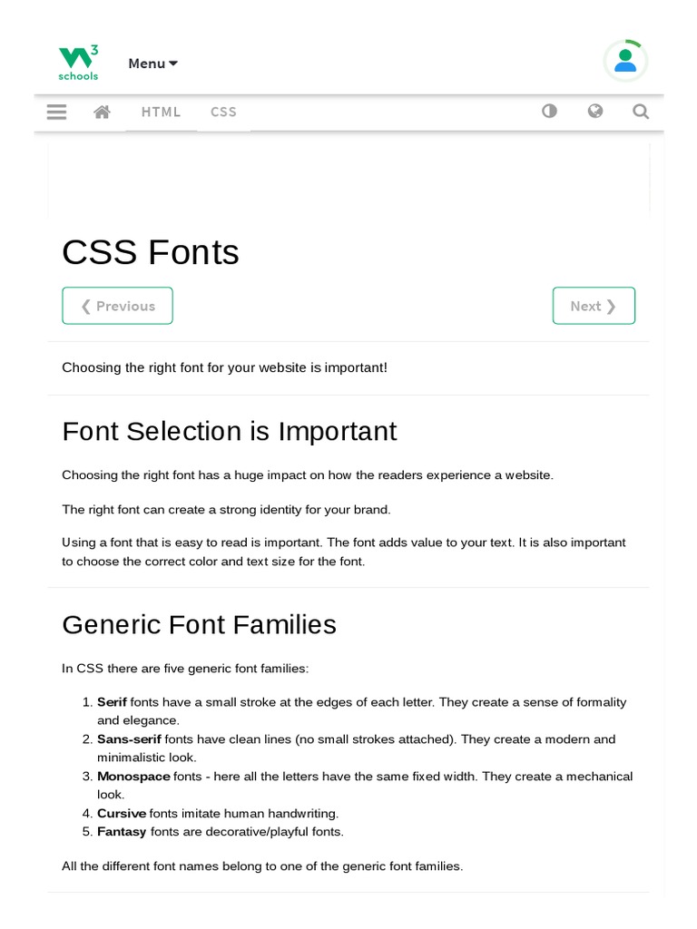CSS Fonts | PDF | Typefaces | Sans Serif