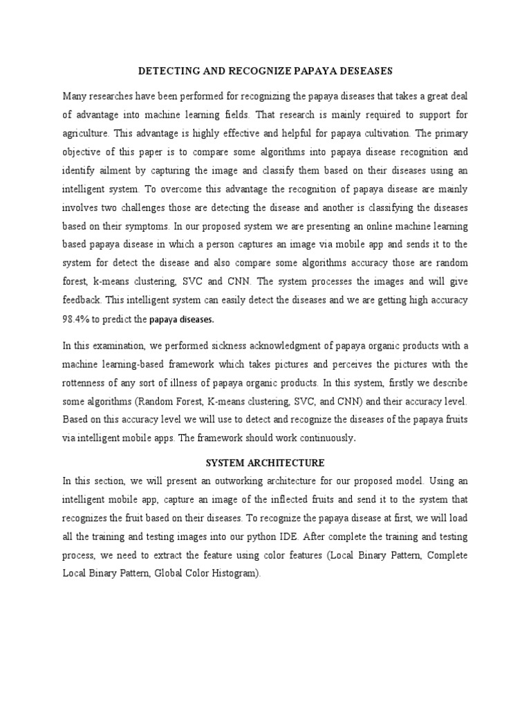Short Dicription About Papaya | PDF | Image Segmentation | Cluster Analysis