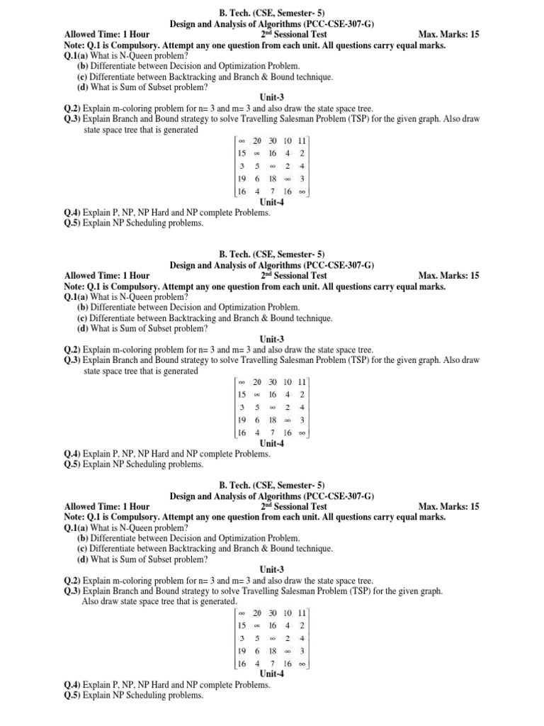 Daa Cse 5TH Sem | PDF | Mathematical Optimization | Computational Science