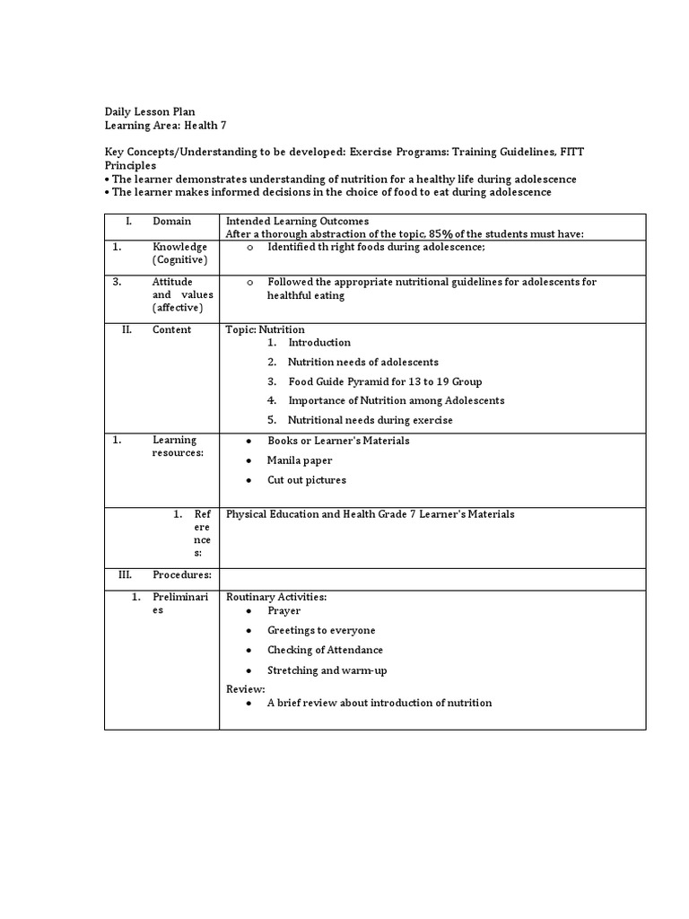 Lesson Plan | PDF | Learning | Adolescence