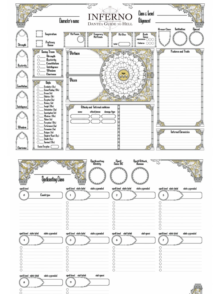 Inferno - Dante's Guide To Hell - Sheet | PDF