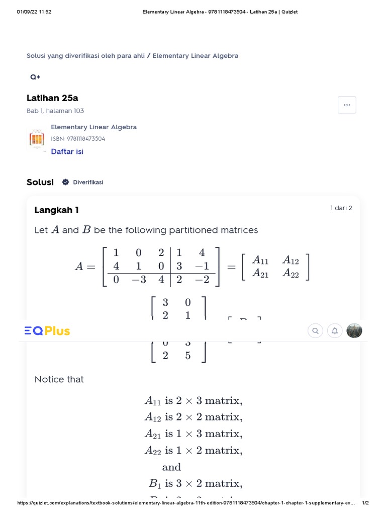 Elementary Linear Algebra - 9781118473504 - Latihan 25a - Quizlet | PDF | Matrix (Mathematics ...