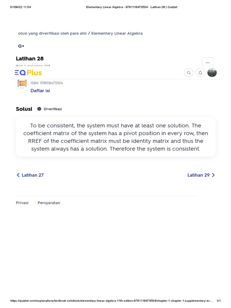 Elementary Linear Algebra - 9781118473504 - Latihan 28 - Quizlet | PDF