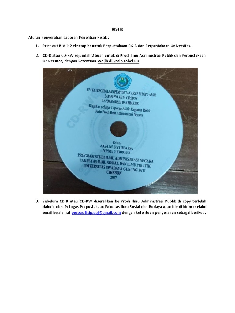 Aturan Penyerahan Laporan Ristik | PDF