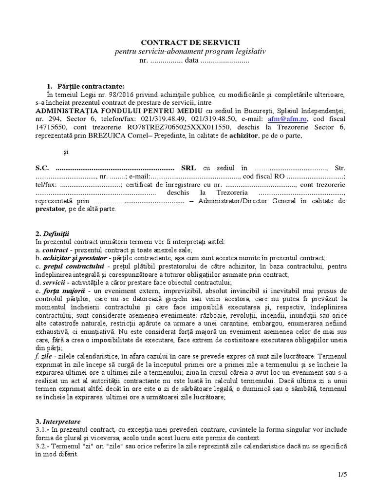 Model Contract Servicii | PDF