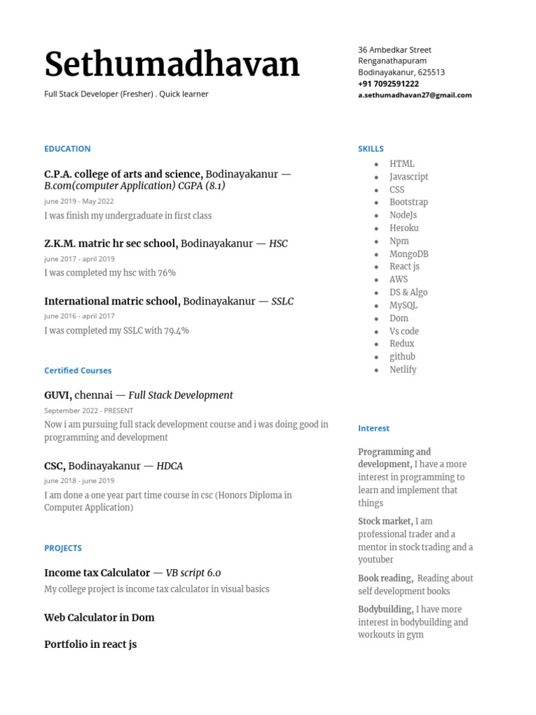 Sethumadhavan Resume 22 | PDF | Software | World Wide Web