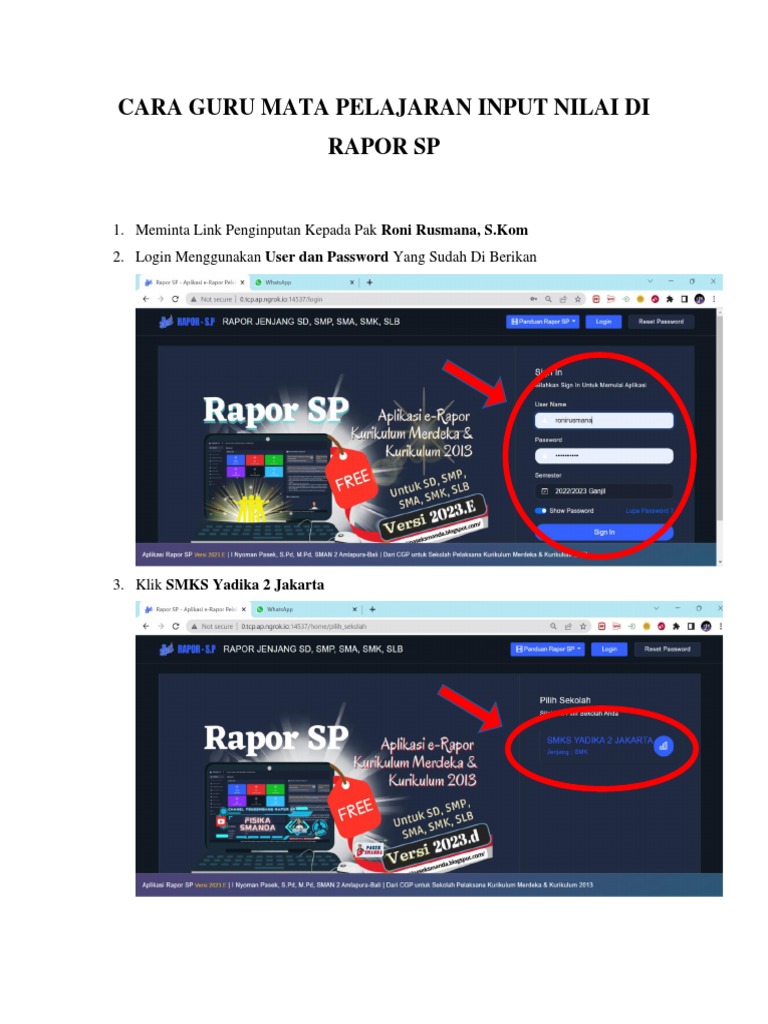 Cara Guru Mata Pelajaran Input Nilai | PDF