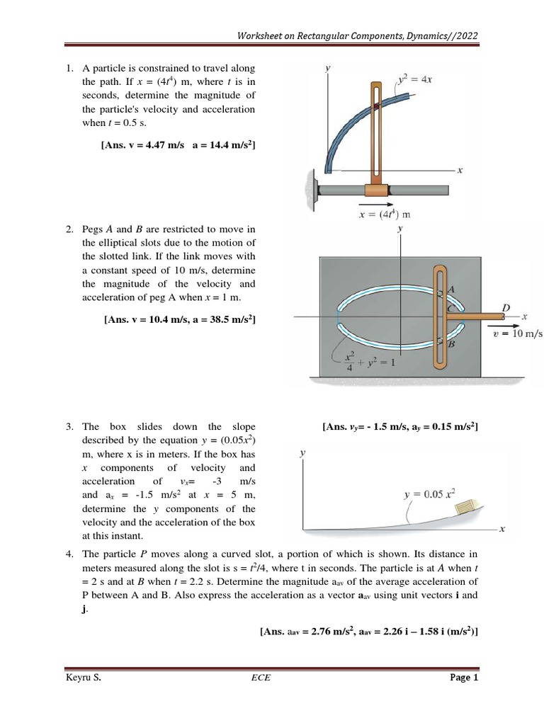 Rectangular Components Worksheet | PDF | Acceleration | Physical Quantities