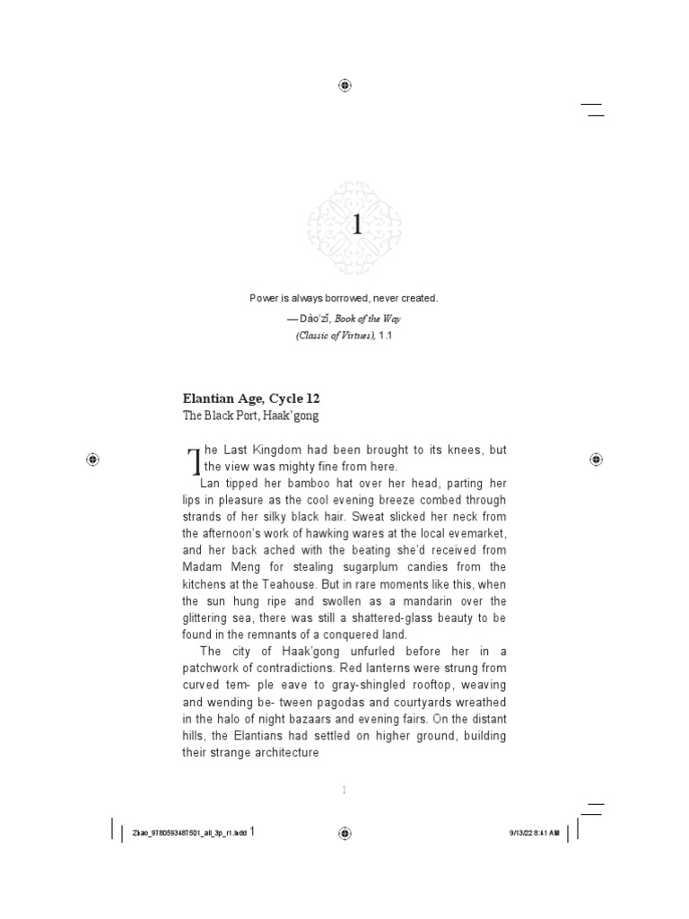 Excerpt from "Song of Silver, Flame Like Night" by Amélie Wen Zhao | PDF