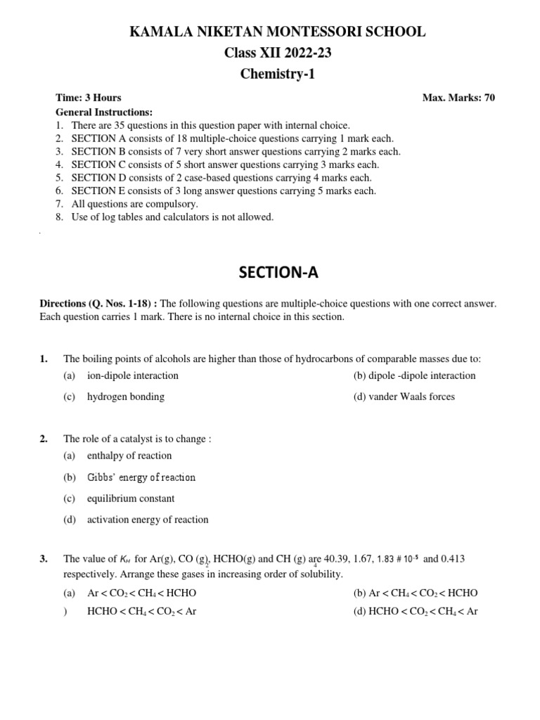 Xii Chemistry - 1 | PDF | Reaction Rate | Chemical Reactions