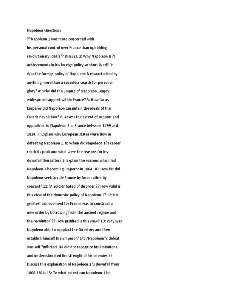 Napoleon Questions | Download Free PDF | Napoleon | France