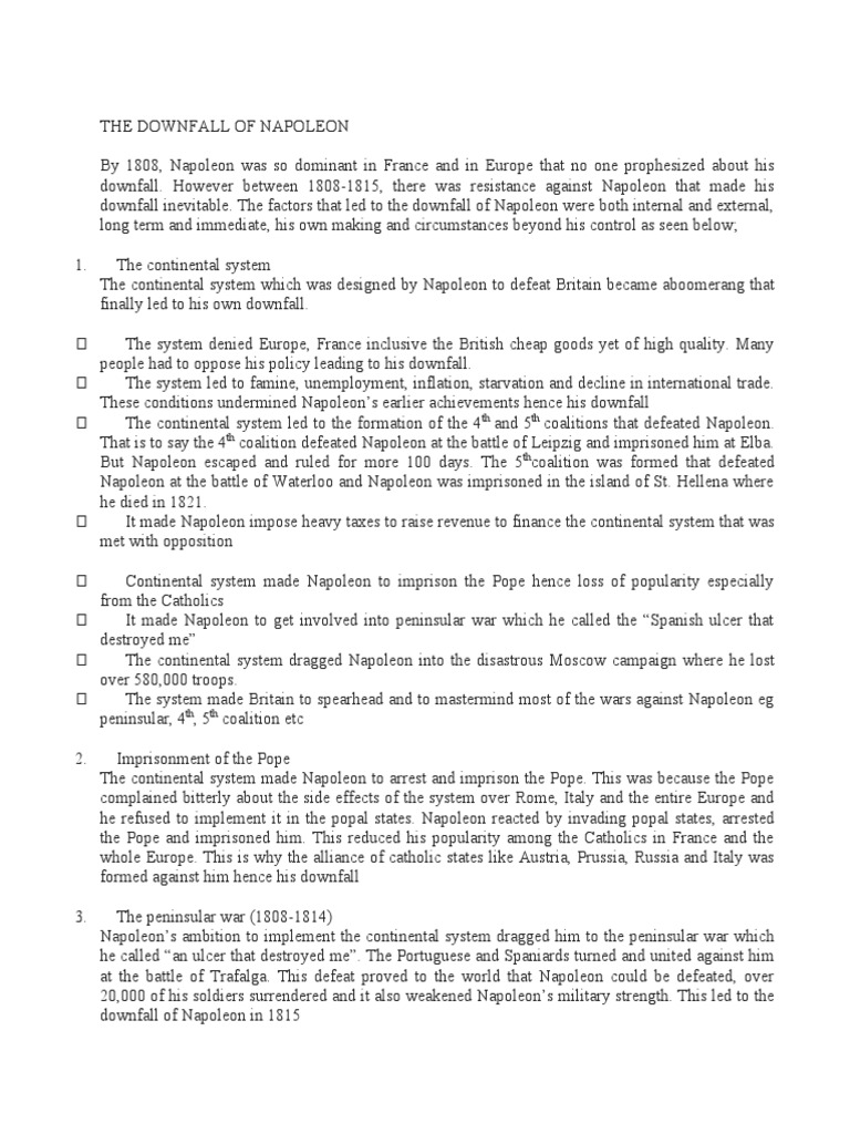 The Downfall of Napoleon: An Analysis of the Internal and External ...