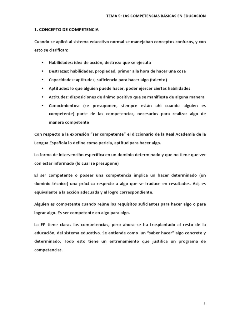 Tema 5 COMPETENCIAS BÁSICAS DE EDUCACIÓN | Descargar gratis PDF | Competencia (Recursos humanos ...