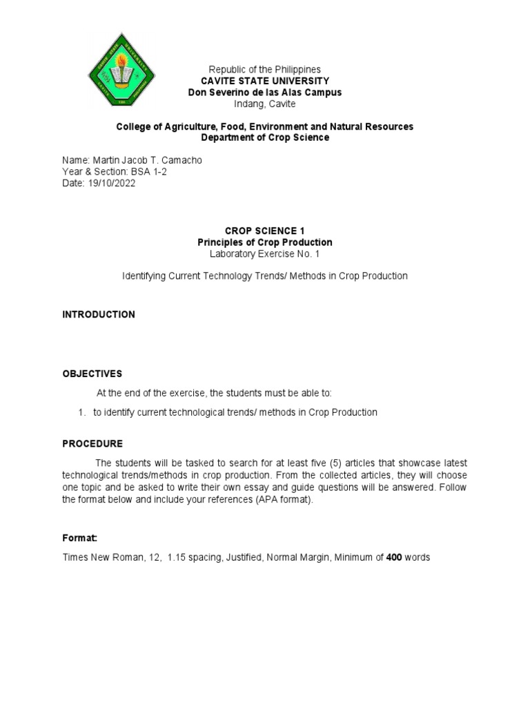 CRSC 1 - Lab 1 | PDF | Agriculture | Science