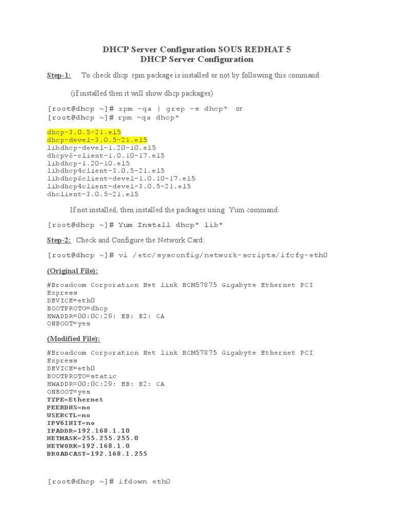 DHCP Server Configuration SOUS REDHAT 5 | PDF | Computer Science ...