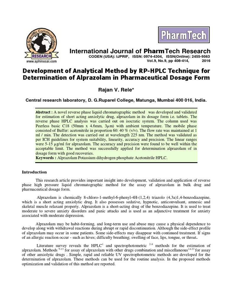 Development And Validation Of A Reverse Phase Hplc Method For The Quantitative Analysis Of