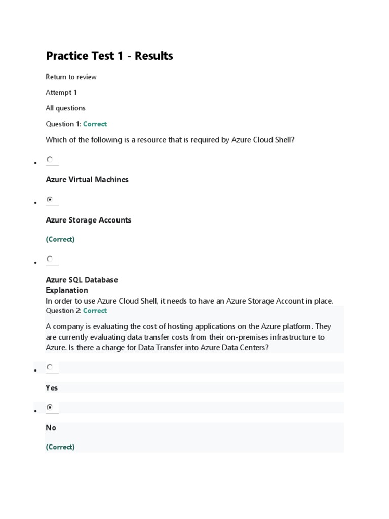 Practice Test 1 - Results: Analysis of Azure Fundamentals Practice Test ...
