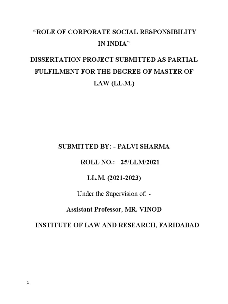 Palvi Sharma (CSR) | PDF | Corporate Social Responsibility | Governance