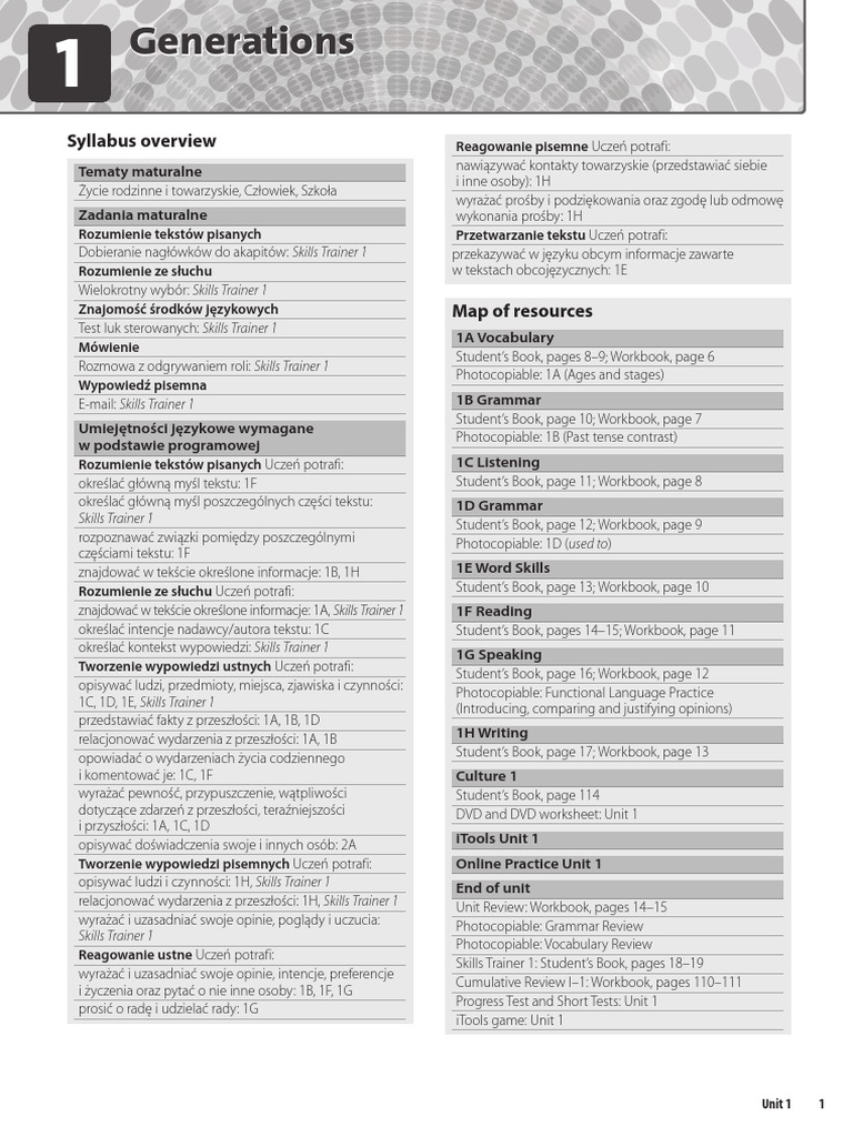03 Unit 1 Teacher's Guide | PDF