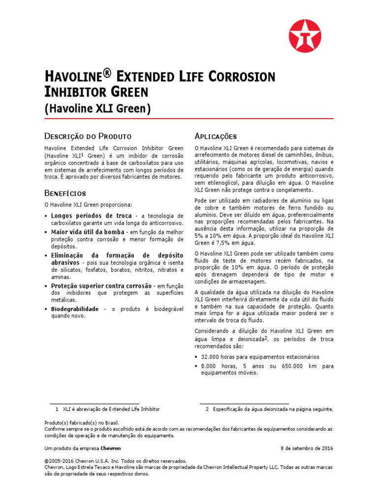 Ficha Tecnica-1622636478-Hav Xli Green - 080916 | PDF | Motores | Química