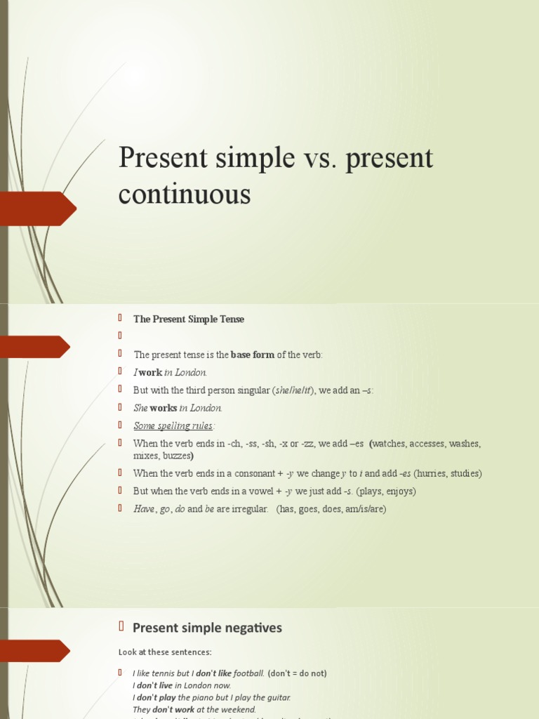 Present Simple Vs Present Continuous | PDF | Verb | Linguistics