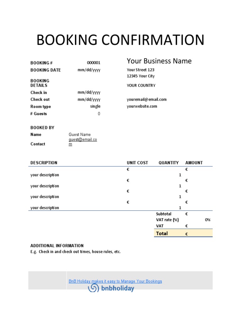Booking Confirmation | PDF | Business | Economies