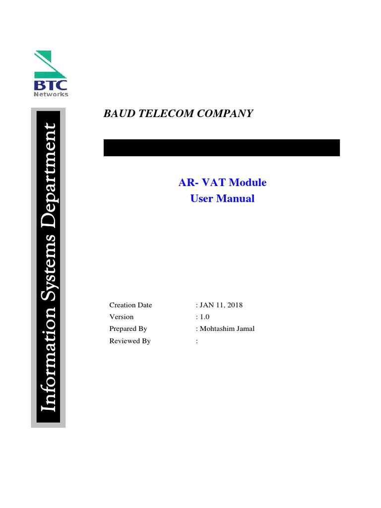 User Manual for Baud Telecom Company's AR-VAT Module: Version 1.0 - Instructions for Customer ...