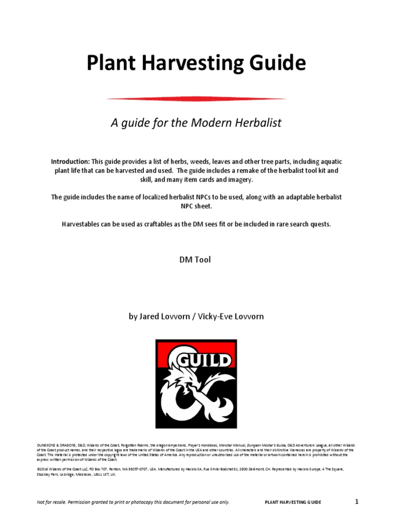 3238576-5E Plant Harvesting Guide | PDF | Wizards Of The Coast | Berry
