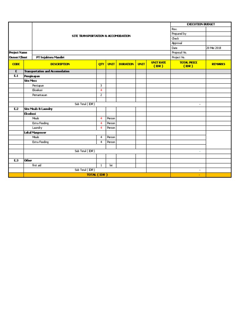 Contoh Form Akomodasi | PDF