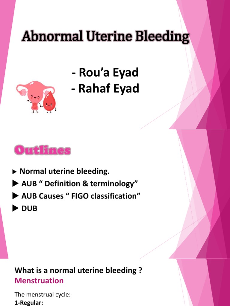 Abnormal Uterine Bleeding: - Rou'a Eyad - Rahaf Eyad | PDF ...