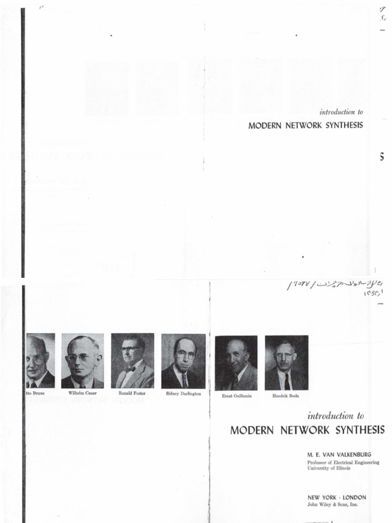 Van Valkenburg M e Introduction To Modern Network Synthesis | PDF ...