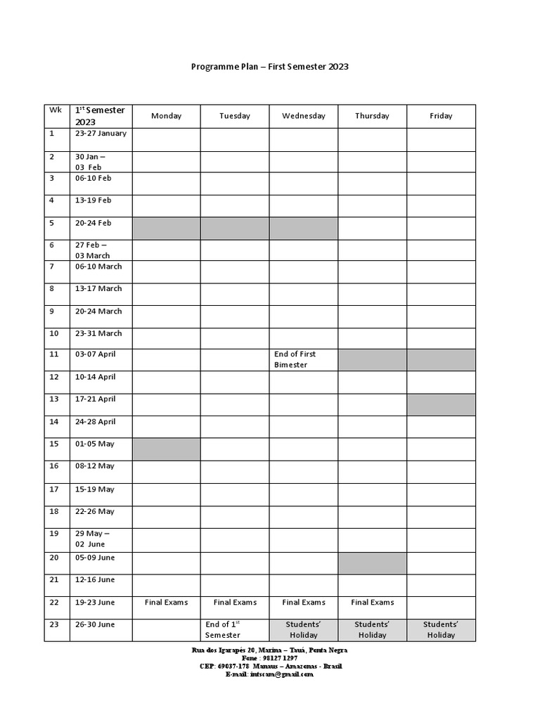 Blank Programme Plan | PDF