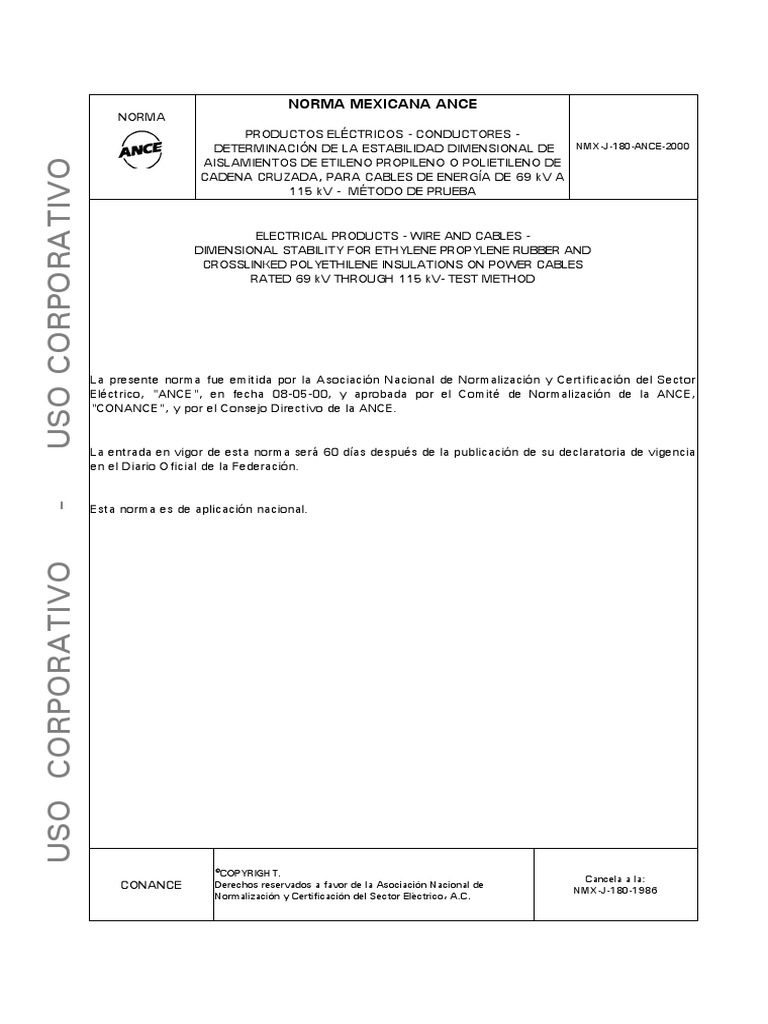 Nmx-J-180-Ance Conductores Determinacion de La Estabilidad Dimensional ...