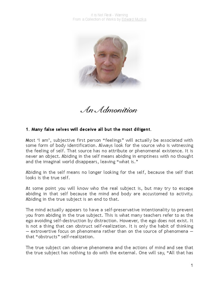 It Is Not Real - Warning | PDF | Self Realization | Self