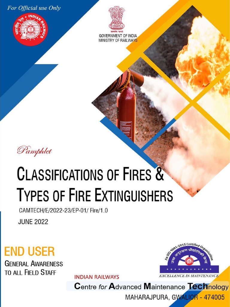 Pamphlet On Classification of Fires & Types of Fire Extinguishers ...