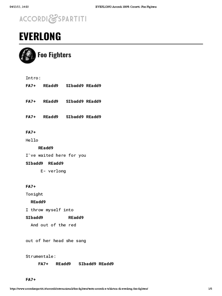EVERLONG - Foo Fighters + 3 ST | PDF | Works | Rock Songs