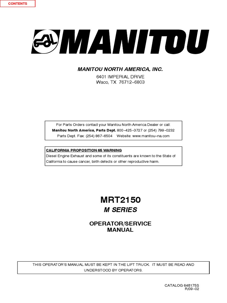 Manuel Manitou MRT 2150 | PDF | Vehicles | Manufactured Goods