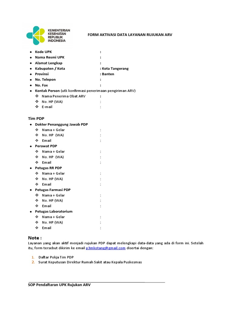 Form Aktivasi Data Layanan Rujukan Arv | PDF