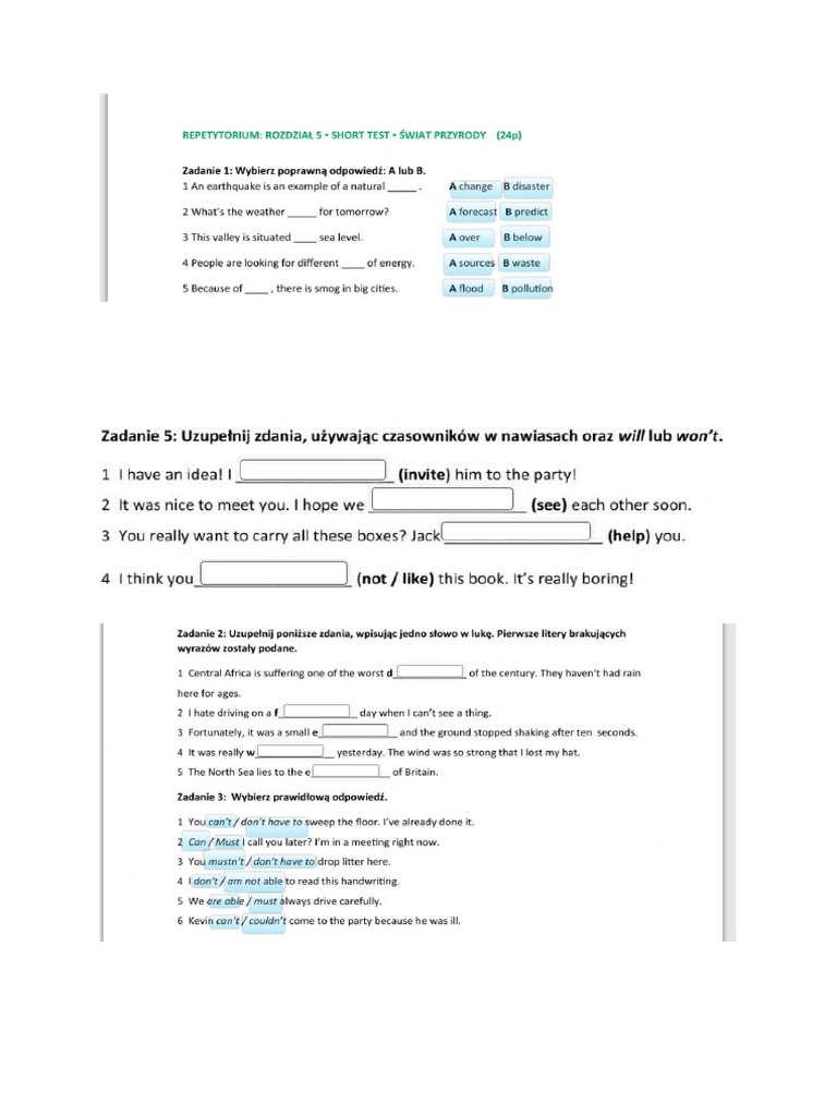 Unit 5 Repetytorium Pearson | PDF