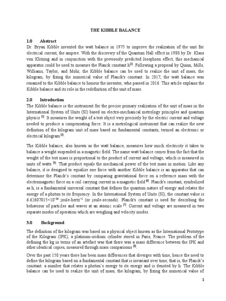 Kibble Balance | PDF | Electricity | Metrology