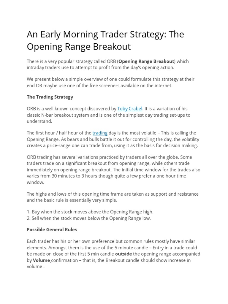 An Early Morning Trader Strategy | PDF | Day Trading | Securities (Finance)