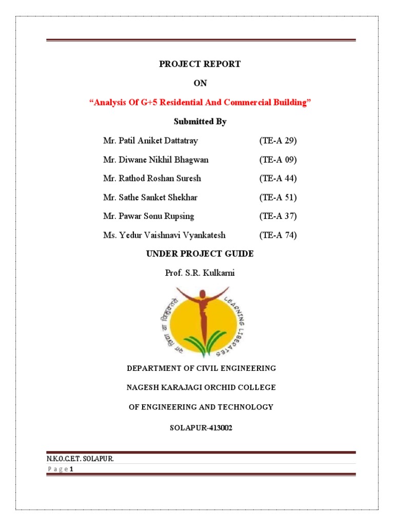 Analysis of a G+5 Residential and Commercial Building Project Report ...