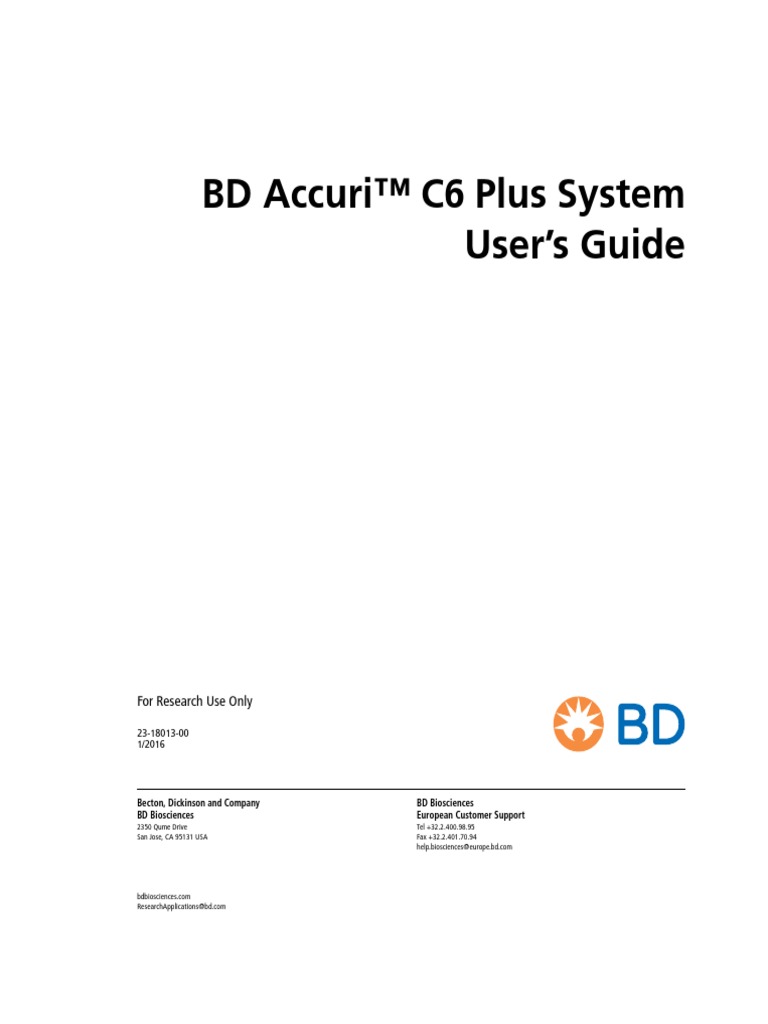 23-18013-00 BD Accuri C6 Plus System User's Guide | PDF | Flow ...