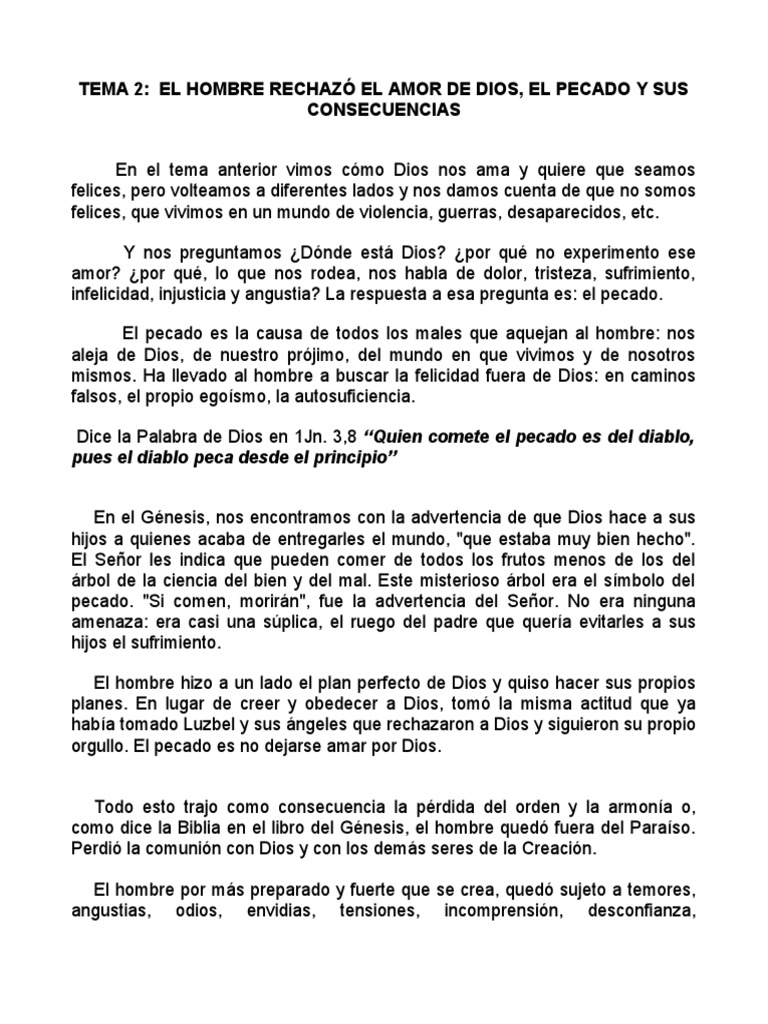 El Pecado y sus Consecuencias | PDF | Pecado | Amor