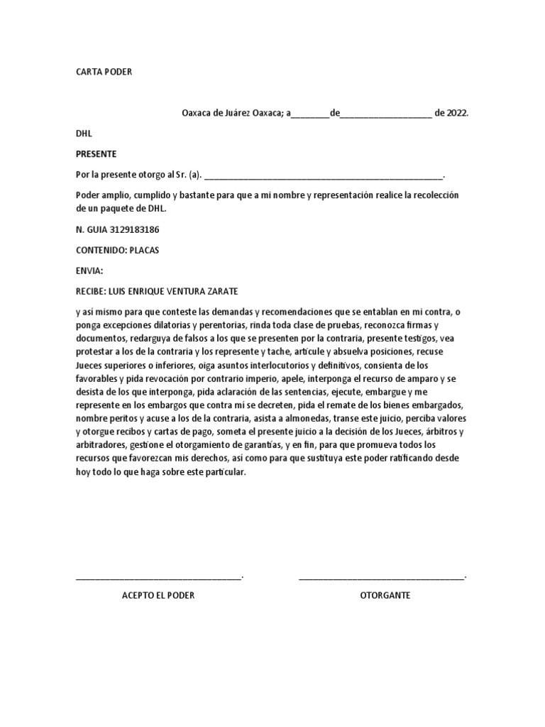 Carta Poder DHL | PDF