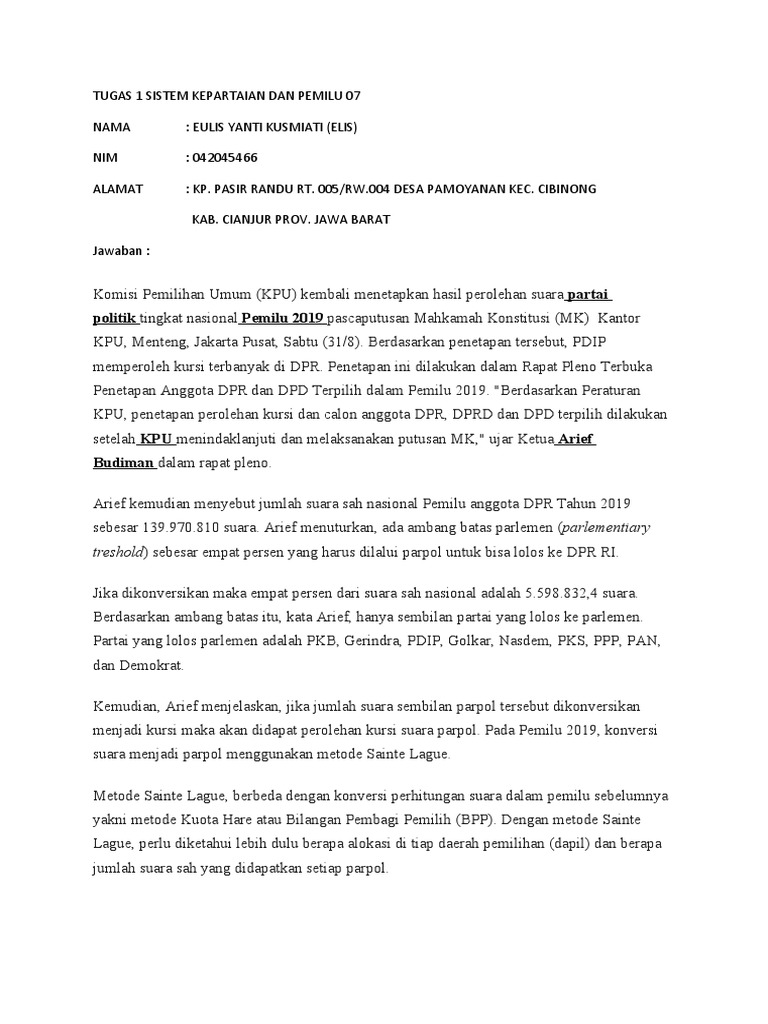 PDIP Peroleh Kursi Terbanyak di DPR | PDF