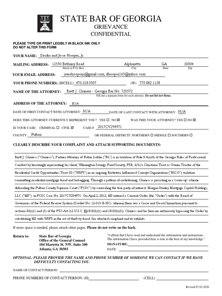 Grievance Form, Complaint and Attachments - Chaness | PDF | Foreclosure ...