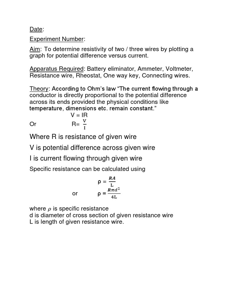 Ohms Law NEW | PDF | Electrical Resistance And Conductance | Voltage